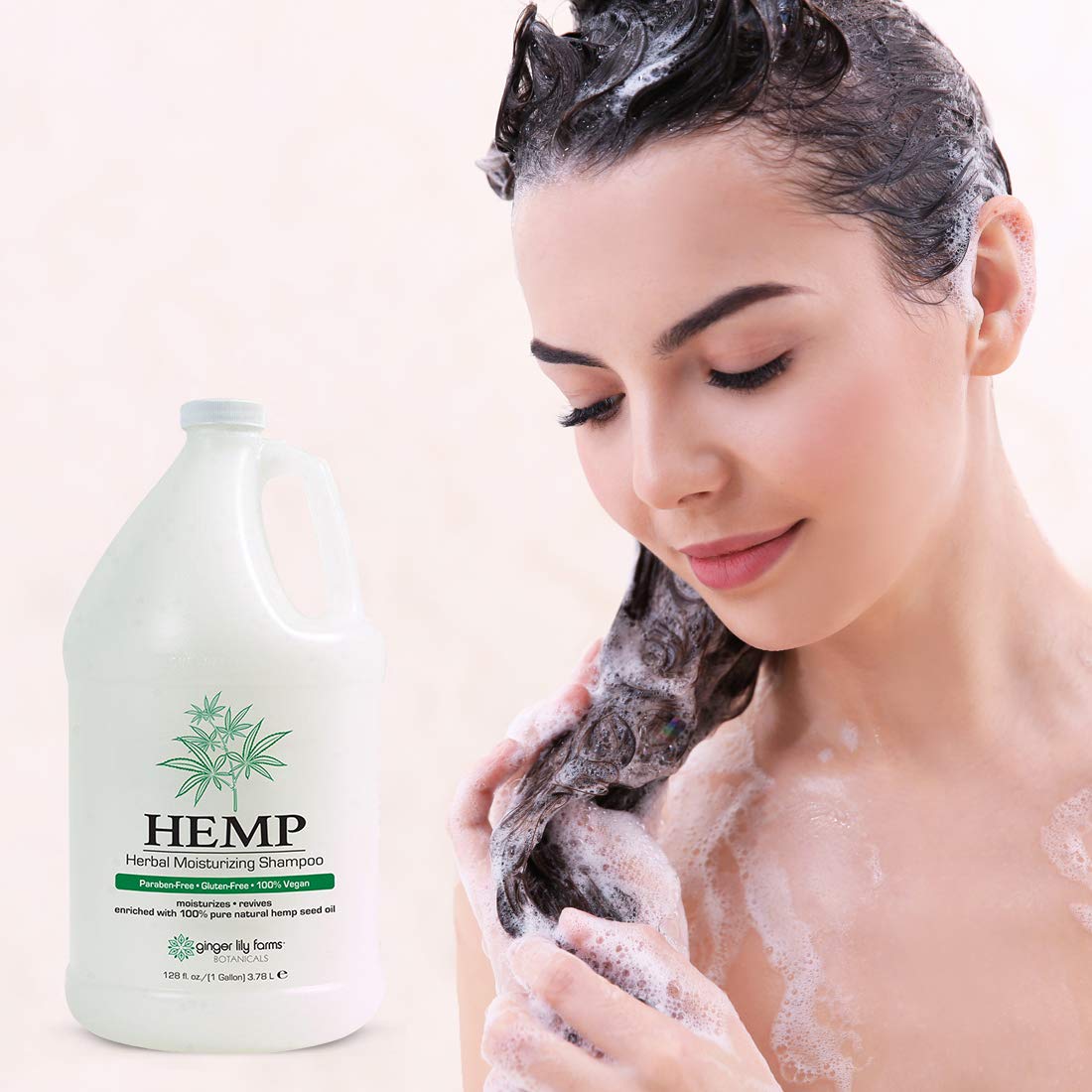 Ginger Lily Farms Botanicals HEMP Herbal Moisturizing Shampoo, Enriched with 100% Pure Natural Hemp Seed Oil, 100% Vegan & Cruelty-Free, 1 Gallon Refill