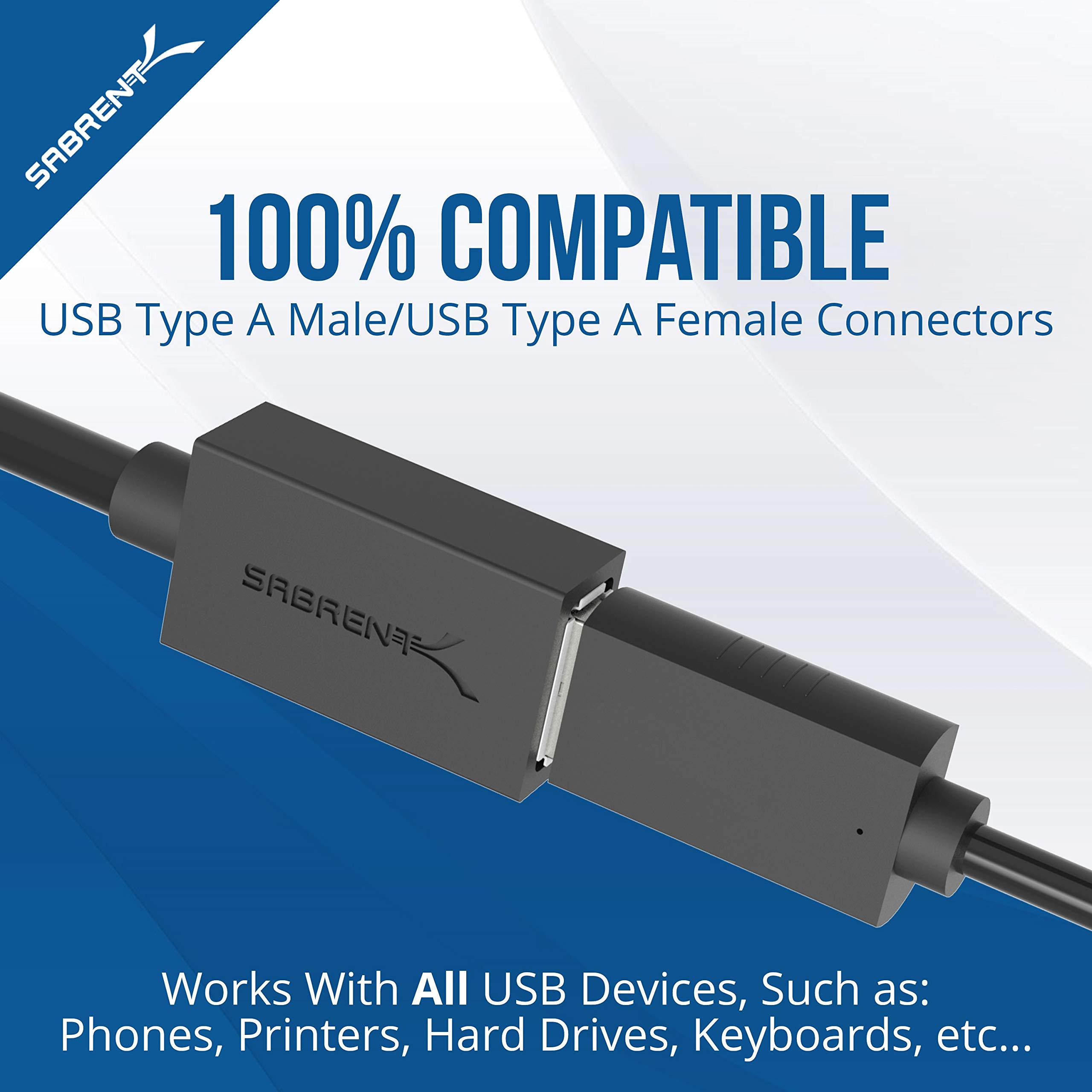 SABRENT 6 Ft 22AWG USB 3.0 Extension Cable - A-Male to A-Female in Black + 4-Port USB 3.0 Hub