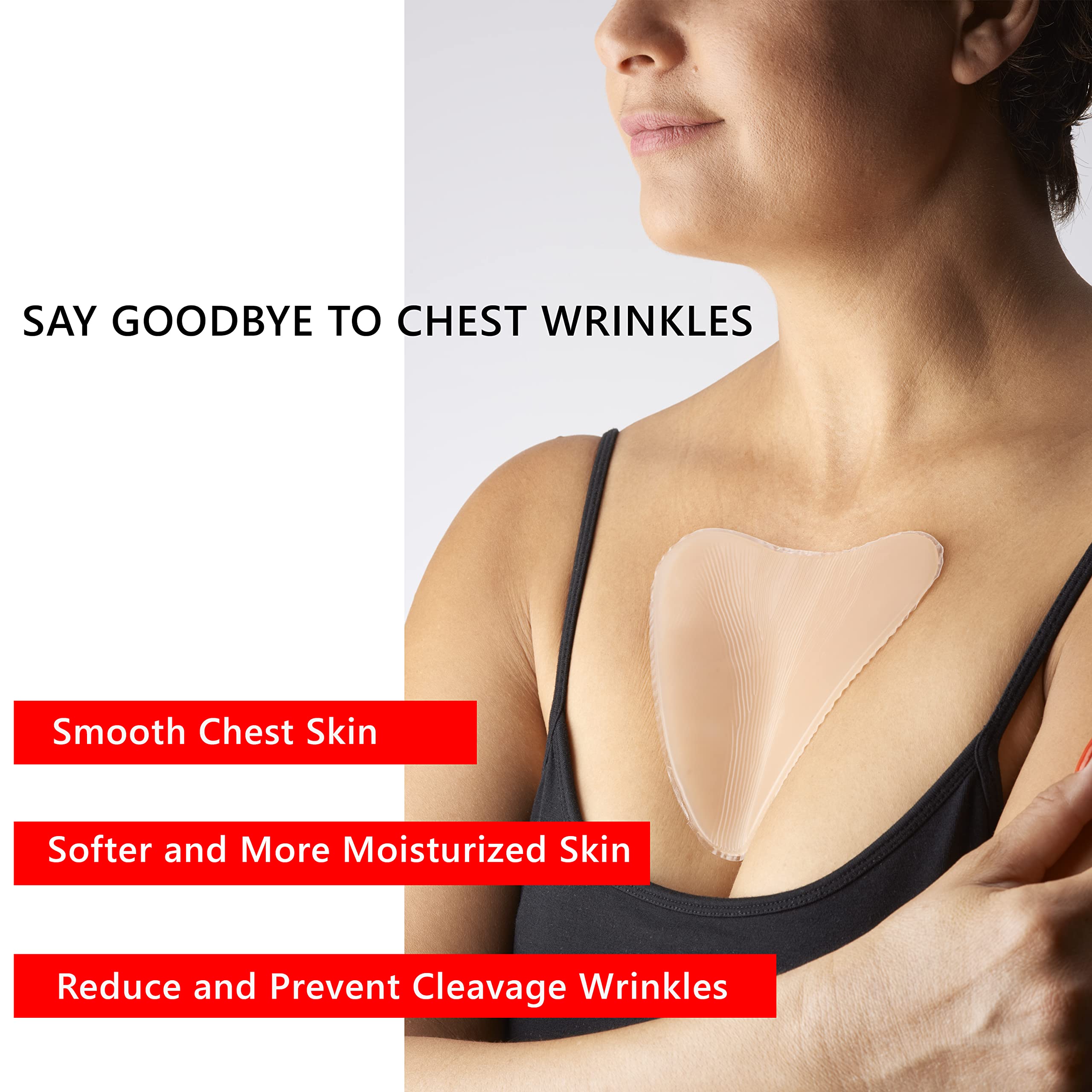 DoSensePro Silicone Chest Wrinkle Pads Reusable - Pack of 2 Silicone Patches for Wrinkles from side sleeping - Prevent Cleavage and Chest Wrinkles - Decollete Anti-Wrinkle Chest Pads