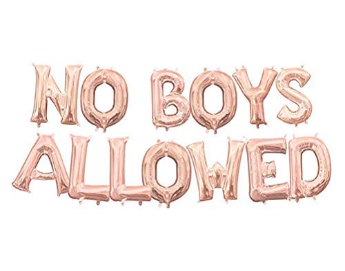 AnnoDeel 16inch NO BOYS ALLOWED Foil Balloons Banner,Rose Gold Letter Mylar Balloon for Women Bride Bacheloretter Banner Party Decoration