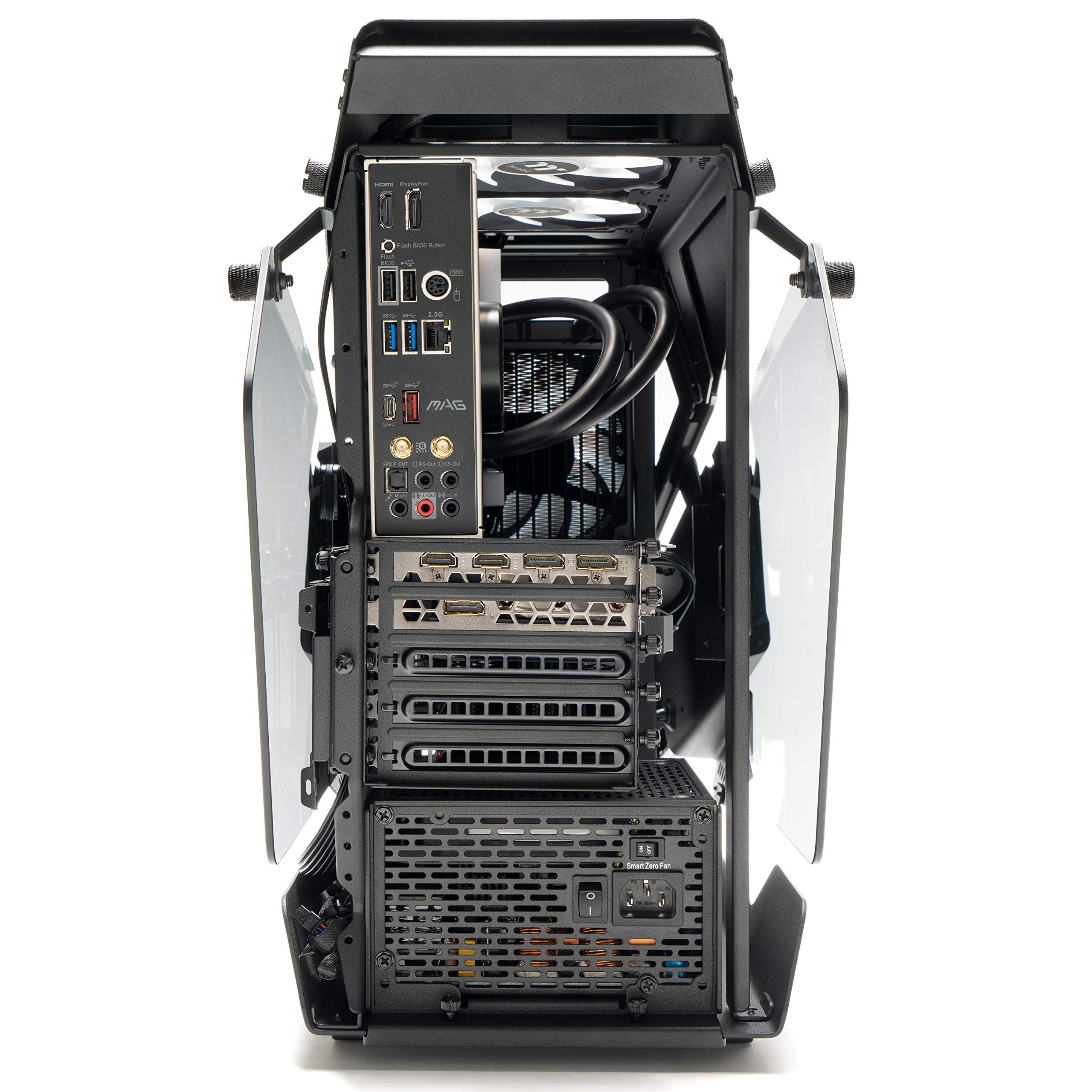 Thermaltake LCGS AH-380 AIO Liquid Cooled CPU Gaming PC (AMD RYZEN 5 3600XT 6-core, ToughRam DDR4 3600Mhz 16GB RGB Memory, RTX 3080 10GB, 1TB M.2, Win 10 Home) AHT2-B550-A38-LCS, Black