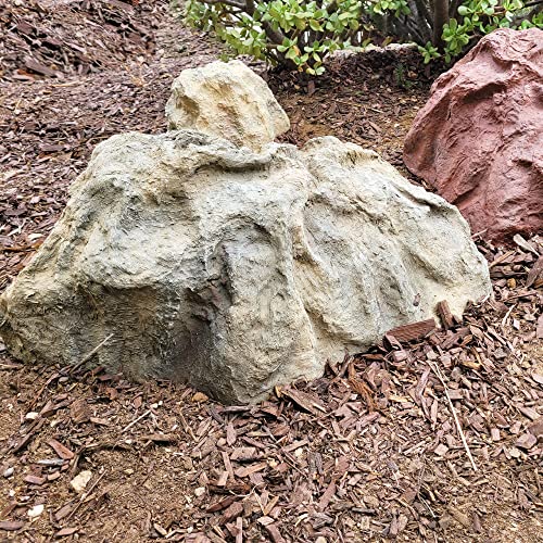 Backyard X-Scapes Fiberglass Painted Mock Faux Well Pump Cover Artificial Rock for Landscaping, Medium, Beige