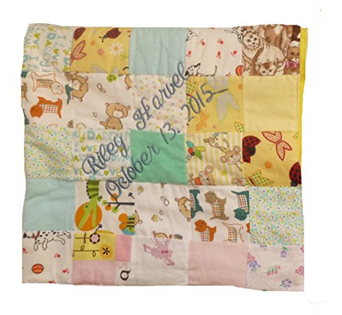 Custom Embroidered, Personalized, Cotton Flannel Patchwork Quilt