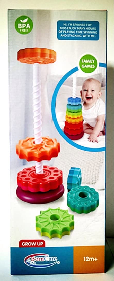 BornCare Kids Spinning Spiral Stacking Toy for Baby Toddler Kids. Durable Colorful Toy Pre K