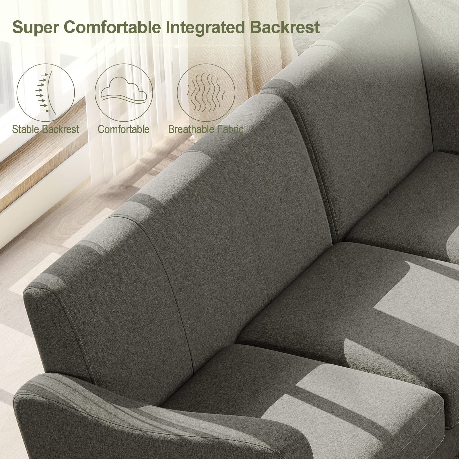 Belffin Small L Shaped Couch Convertible Sectional Sofa Couch L-Shaped Sofa with Storage Ottoman 4 Seat Sofas Light Grey