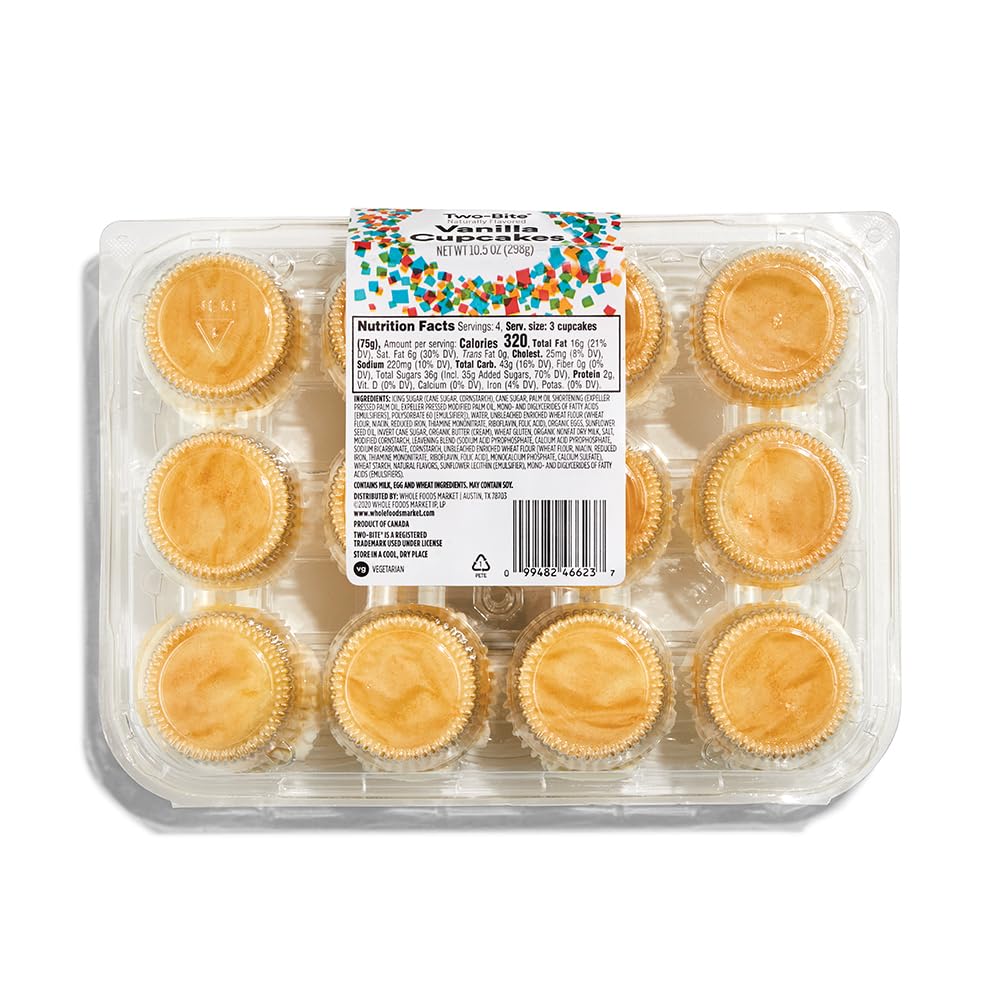 365 by Whole Foods Market, Cupcakes Vanilla Two Bite, 10.5 Ounce