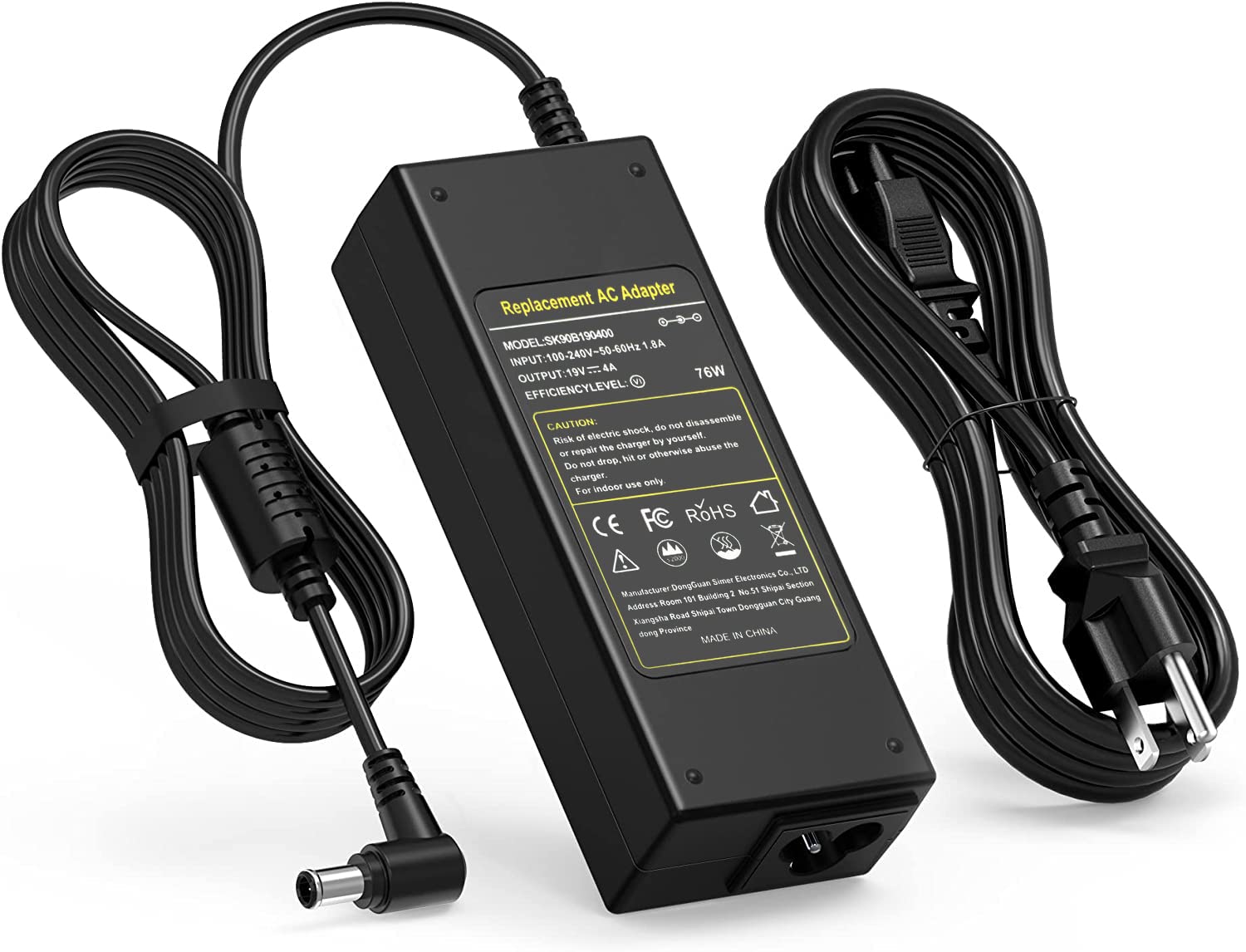 DC 19V Power Cord for LG Monitor 19" 20" 22" 23" 24" 27" 29" 32" 34", for LG Monitor PS236V, 24MP48HQ-P, IPS236-PN, E2750VR-SN, 27MP38VQ, 29UM55-P, 32MA68HY-P Widescreen Power Supply Cord