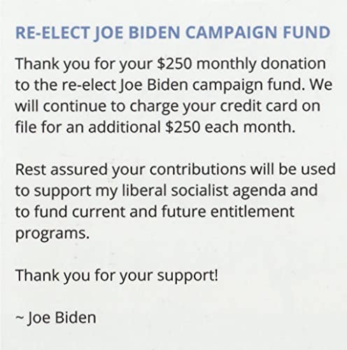 Crazy Novelty Guy (10-Pack) Bulk Prank Postcards - Joe Biden Re-Election Campaign Donation - Pranks Practical Jokes Gags Revenge Hate Mail - Send Them To Your Victims Yourself