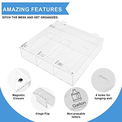 Bag Storage Organizer, Ziplock Bag Organizer Acrylic Food Plastic Bag Dispenser For Kitchen Drawer Or Wall Mount Compatible With Gallon, Sandwich, Snack Various Size Bags