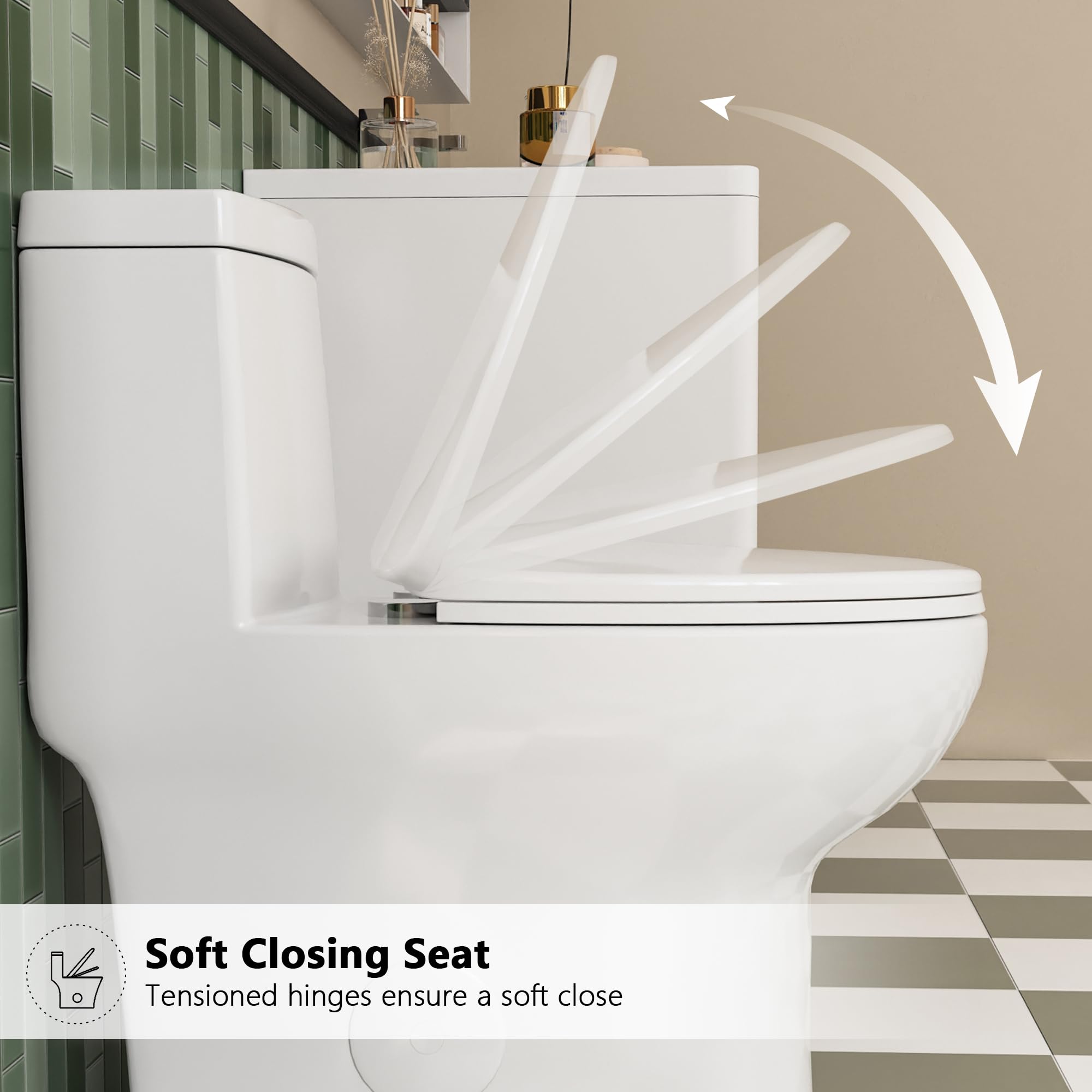 DeerValley DV-1F026R Elongated One Piece Toilet, Dual Flush 1.1/1.6 GPF Toilet with ADA Comfortable Seat Height, Powerful & Quiet Modern Standard Toilet for Bathroom, 10" Rough-In