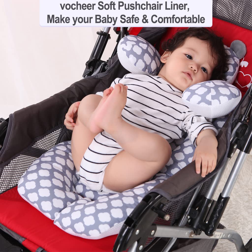 vocheer Head and Body Support Pillow with Neck Support for Baby Car Seat and Strollers, Cloud
