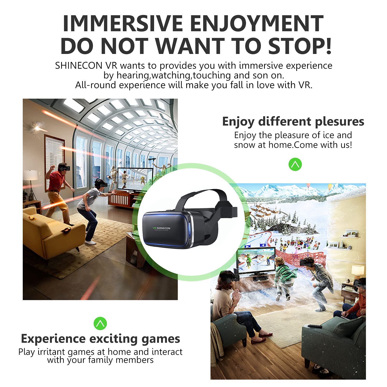 360° VR Headset with Remote Controller Compatible with iPhone and Android Phones,Adjustable 3D VR Glasses Goggles,Virtual Reality Headsets Goggles for Kids and Adults