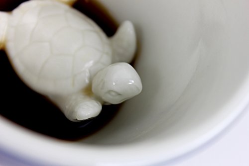 Creature Cups Turtle Ceramic Cup (11 Ounce, Wedgewood Blue Exterior) - Hidden Sea Animal Inside - Birthday, Holiday & Housewarming Gift for Ocean and Coffee & Tea Lovers
