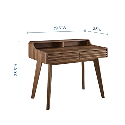 Modway Render Mid-Century Modern Writing Desk in Walnut