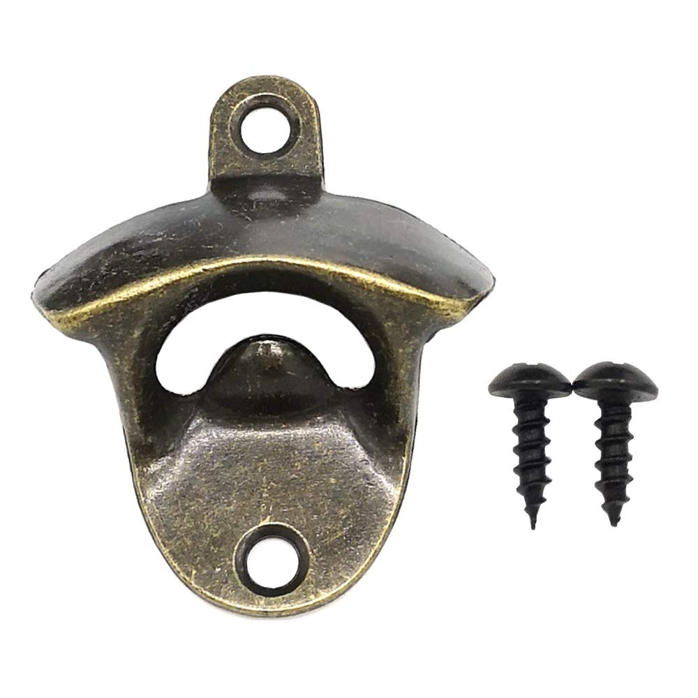 4 PACK Vintage Style Cast Iron Wall Mount Bottle Opener Includes 8pcs Mounting Screws,Great for Bars KTV Hotels Homes