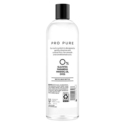 TRESemmé Pro Pure Shampoo Sulfate-Free for Curly & Define Hair with 0% Sulfates, Parabens, Mineral Oils and Dyes, 16 Oz, Pack of 4