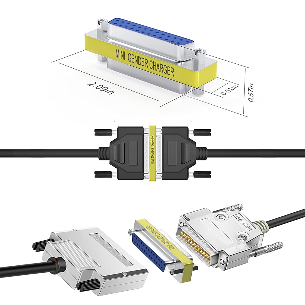 Warmstor 6-Pack DB25 25Pin Female to Female Male to Male Mini Gender Changer Coupler Adapter RS232 Serial Cable Connector