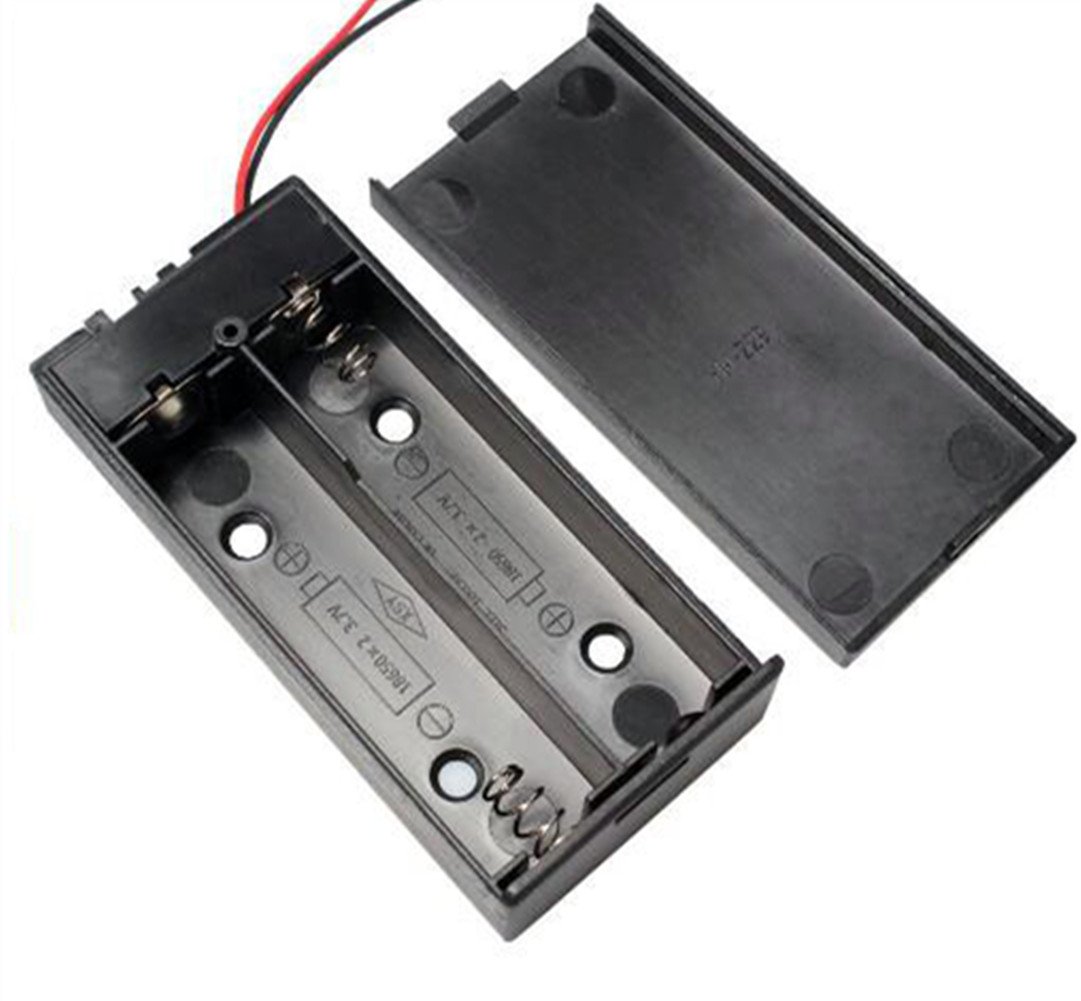 Plastic 18650 Battery Storage Case 2 Slots x 3.7V for 2x18650 Batteries Holder Box Container with ON/Off Switch, Set of 5, by Ltvystore