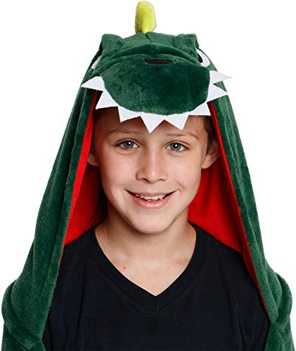 Silver Lilly Dinosaur Wearable Hooded Blanket - Soft Fleece Animal Wrap Around Dress-Up Costume Throw Blanket Cloak for Kids