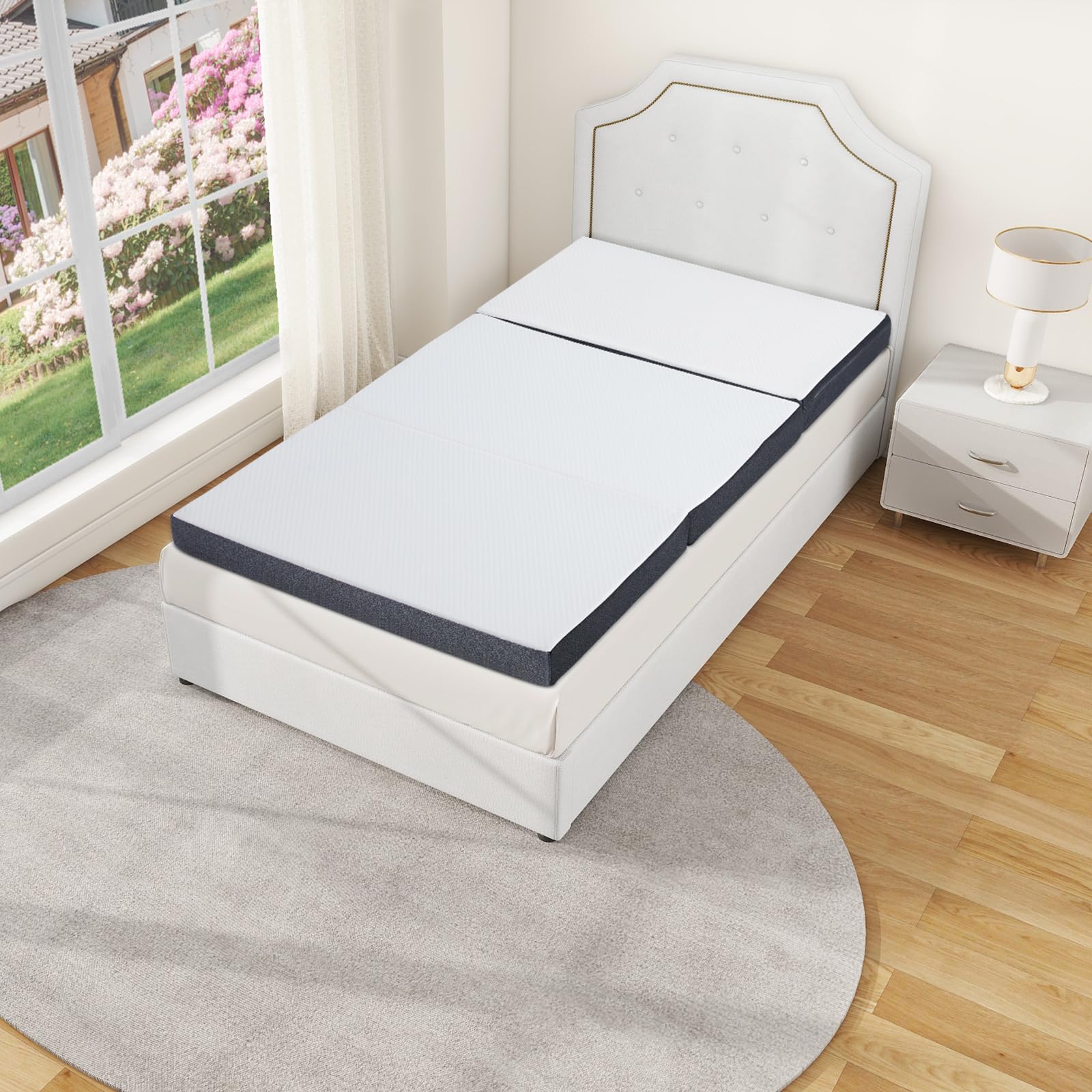 Airdown Tri-Fold Memory Foam Mattress, 3 inch Twin Folding Mattress with Washable Cover, Foldable Mattress Portable for RV Camping, Guest Mat, Easy Storage, 75"×38"×3"