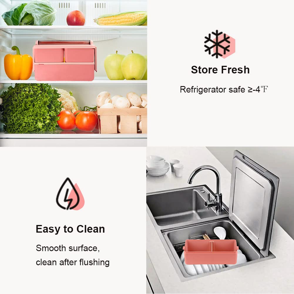 NatraProw Bento Box Adult Lunch Box, All-in-One Lunch Containers with Removable Compartments, 2 Layers Stackable Bento Lunch Box Leak Proof, Microwave Safe