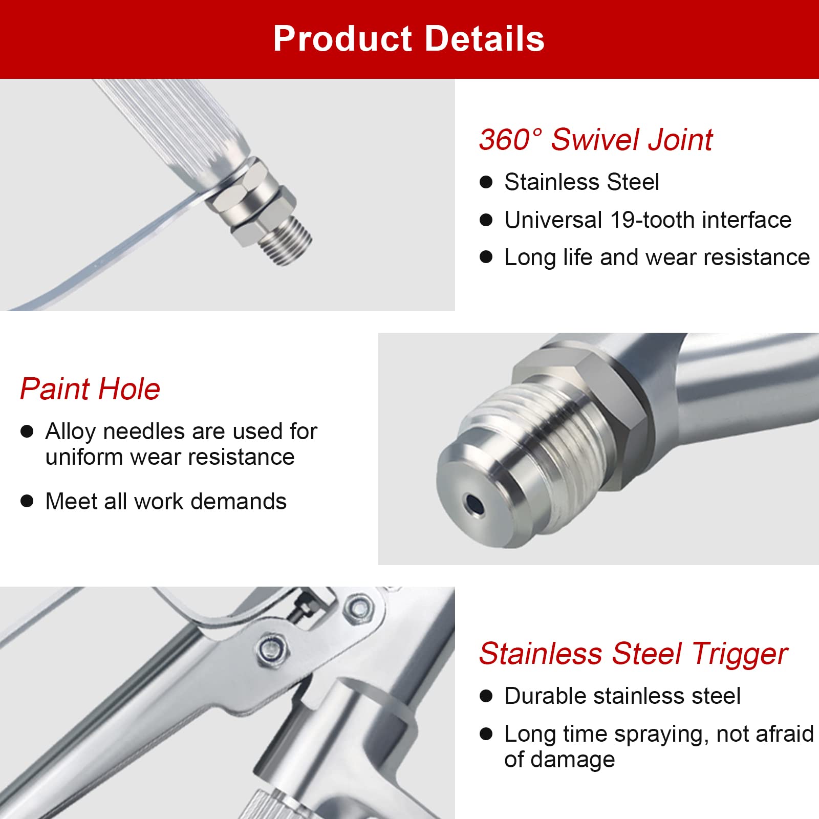 Airless Paint Spray Gun Sprayer High Pressure 3600 PSI 517 TIP (Silver)