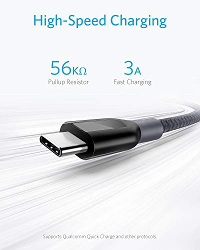 USB C Cable, Anker Powerline+ USB-C to USB-A [10ft], Double-Braided Nylon Fast Charging Cable, for Samsung Galaxy S10/ S9 / S9+ / S8 / S8+ / Note 8, LG V20 / G5 / G6, and More (Gray)