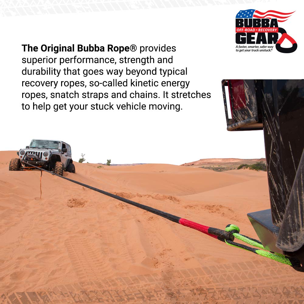 Bubba Rope Power Stretch Recovery Rope, 7/8β x 30 ft. β Heavy-Duty Vehicle Recovery Rope: 28,600 lbs. Breaking Strength - Red