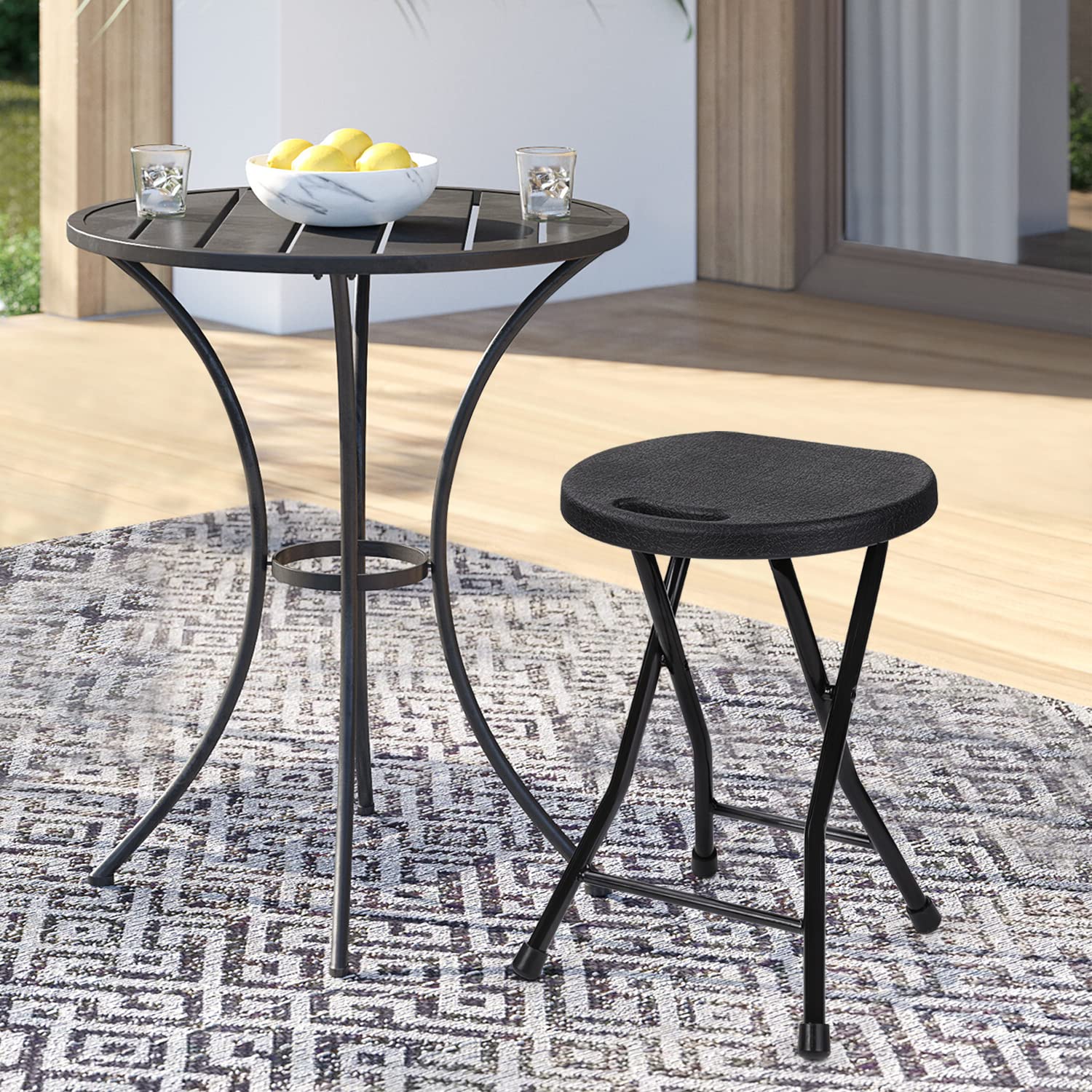 Magshion Foldable Stool with Handle Indoor Outdoor 6 Pack Backless Folding Stool 230lbs Capacity, 18 Inch Black