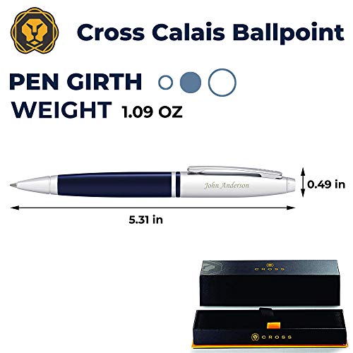Dayspring Pens Personalized Cross Pen | Engraved Cross Calais Ballpoint Pen - Blue. Custom Gift Pen with Case AT0112-3 Engraving Shipped in One Business Day.
