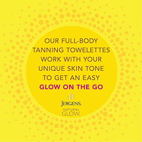 Jergens Natural Glow Instant Sun Sunless Tanning Towelettes, Single-Use Self Tanner Wipes for Flawless, Natural-Looking Color, 6 Count