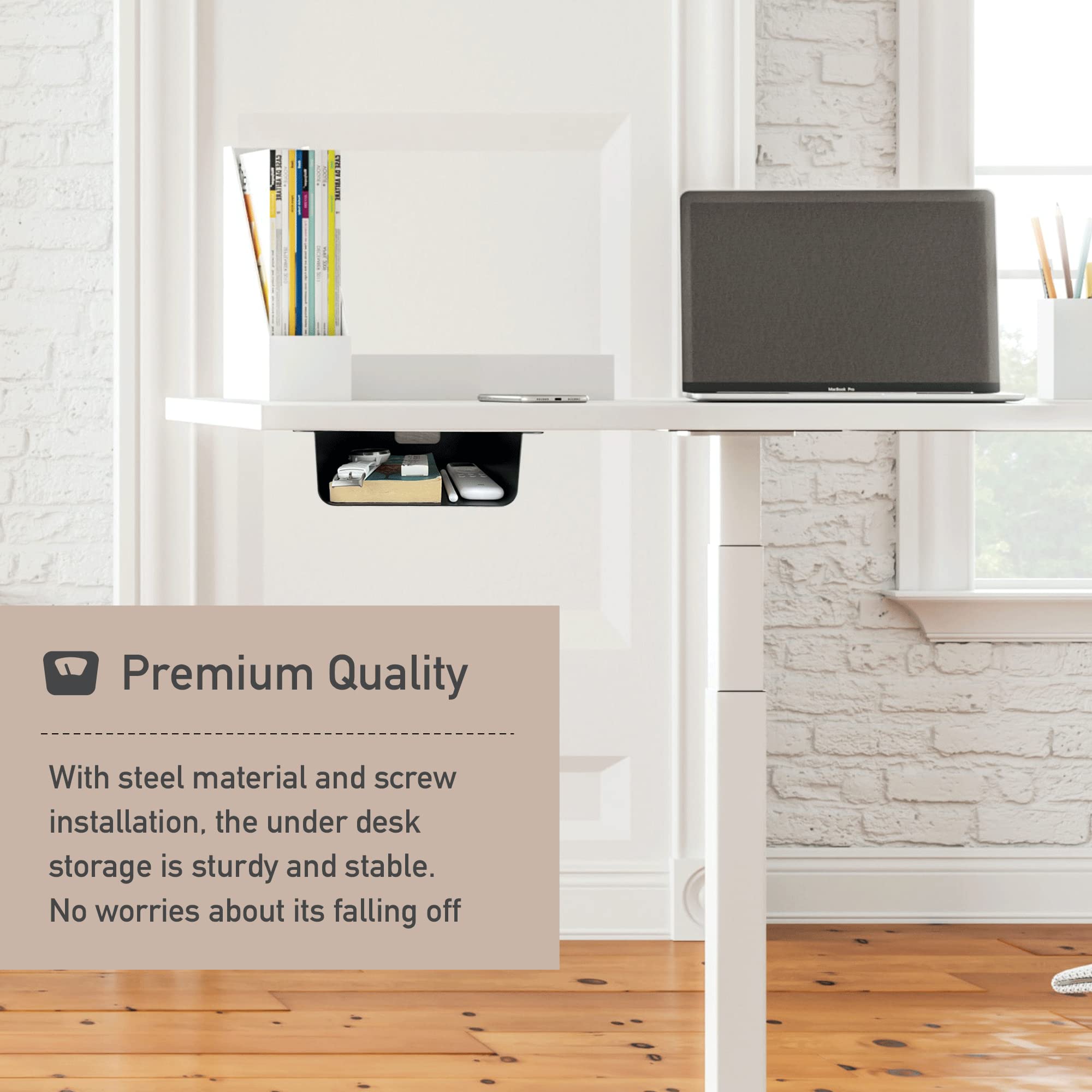 AirTaxiing Under Desk Storage Shelf Under Desk Drawer Storage for Sit Stand Desk, Table, Gaming Desk, Workstations Under Desk Organizer Adds Tray for Home and Office(Black)