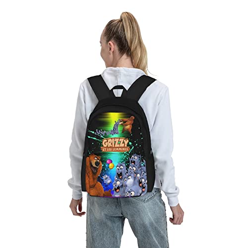 Angxtury Grizzy&Lemmings Backpack For Girls Boys Laptop Daypack Student Bookbag For School Travel Casual