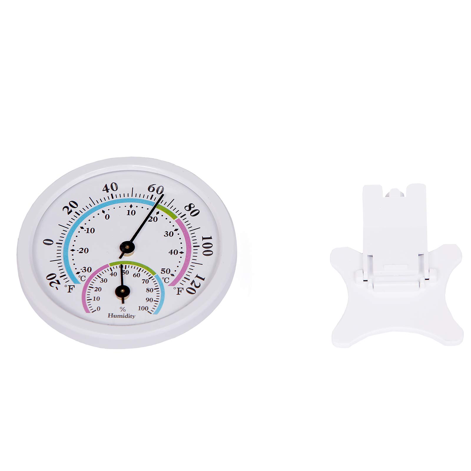 LayscoPro Mini Indoor Thermometer Hygrometer Analog 2 in 1 Temperature Humidity Monitor Gauge for Home, Room, Outdoor, Offices, Display Mechanical Diameter 75mm-2 Pack (No Battery Needed)-White