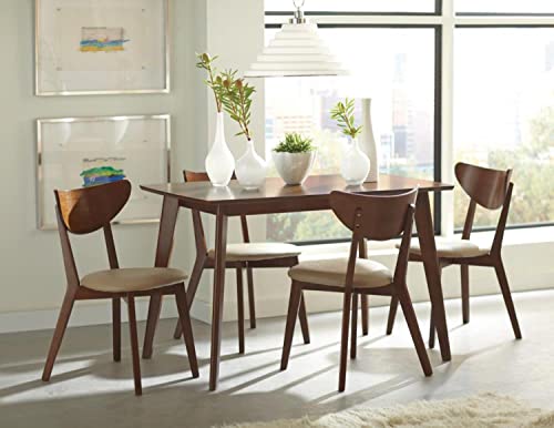 Coaster Furniture Kersey Mid Century Modern Upholstered Dining Chairs (Set of 2) Curved Back Tan Faux Leather Polyurethane Chestnut Brown 103062