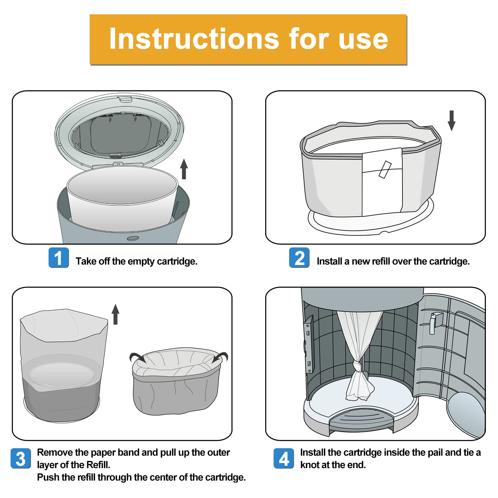 Lionpapa Refills Compatible with Dekor Plus Diaper Pails,4 Pack