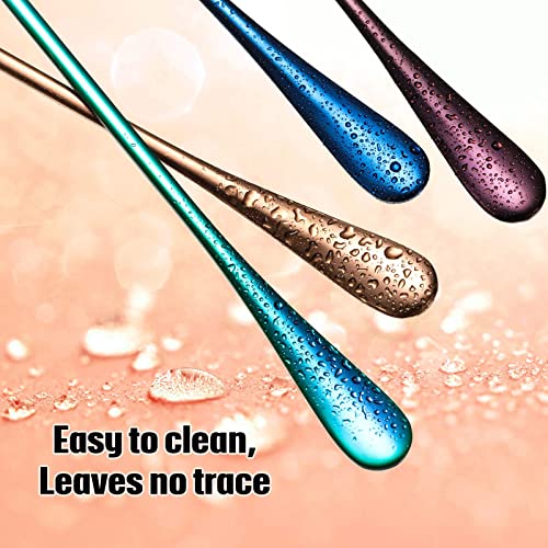 8 Pieces Long Handle Tea Spoon Stainless Steel Coffee Mixing Spoons Teaspoon for Mixing, Cocktail Stirring, Coffee, Milkshake, Cold Drink, 7.48 Inch (Round Style)