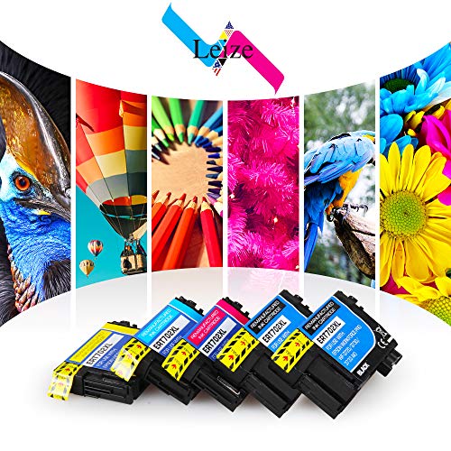 Leize Remanufactured Ink Cartridge Replacement for Epson 702XL 702 XL T702XL use for Workforce Pro WF-3720 WF-3730 WF-3733 (2 Black 1 Cyan 1 Magenta 1 Yellow,5-Pack)