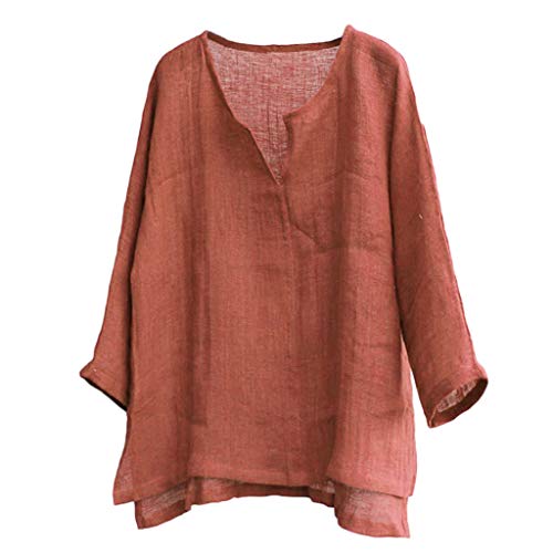 YOMXL Men's Summer T-Shirt V Neck Cotton Linen Hippie Shirts Beach Yoga Thin Tops Solid Color Tees