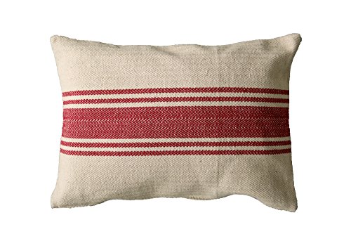 Creative Co-Op Cotton Canvas Red Stripe Pillow (Pack of 1)