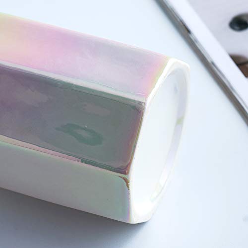 YOSCO Ceramic Desk Pen Holder Stand Cute Pencil Cup Pot Desk Organizer Makeup Brush Holder (Pearl)