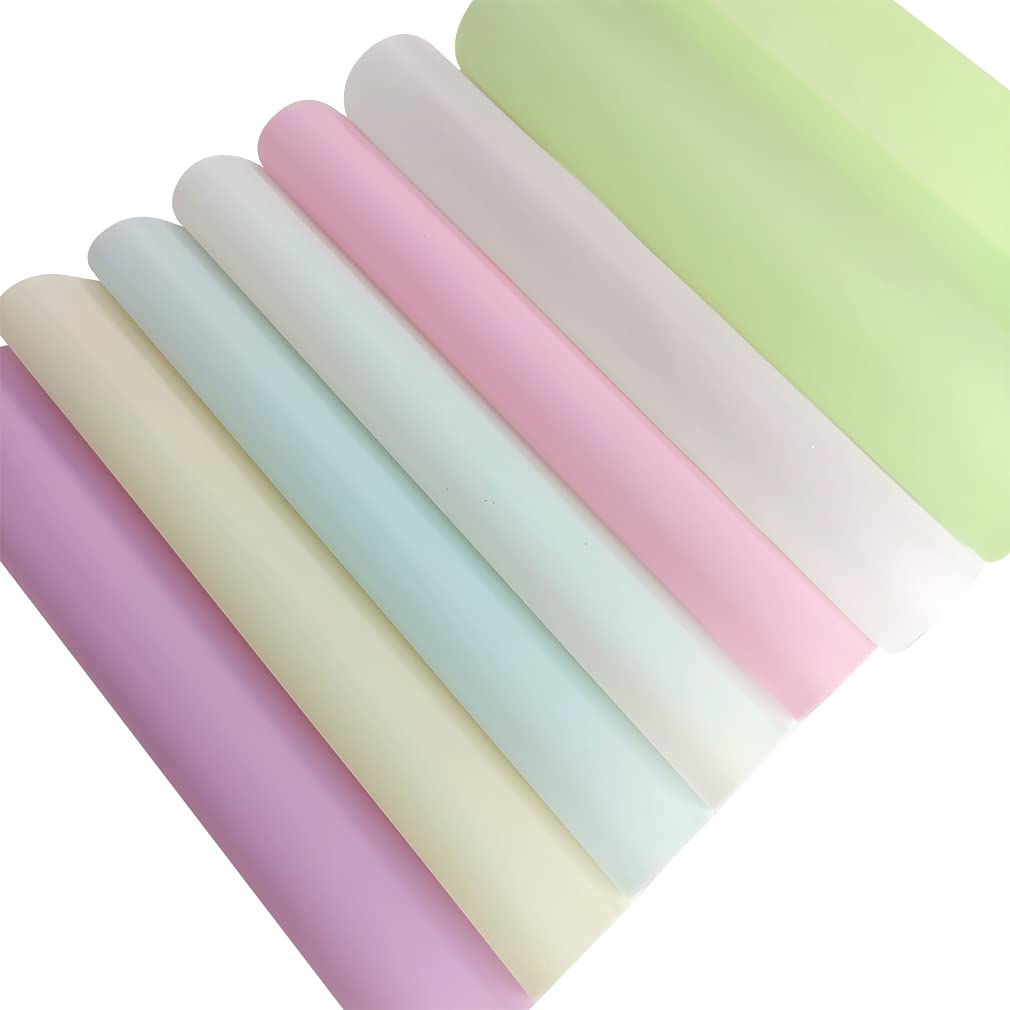 通用 7 Pack Transluscent Jelly Sheets TPU Film Frosted Candy Color Faux Leather Sheets Hologram Leatherette Fabric Thickness 0.4mm Perfect for Hair Bows Earrings Making