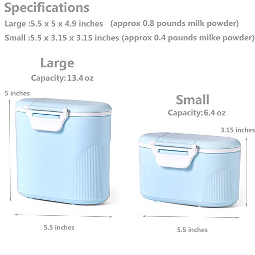 YEEHO Travel Infant Formula Dispenser Box with Scoop, Portable Baby Dry Milk Powder Food Container with Spoon Airtight Storage Easy go Parents Choice Sealed Small Case,Blue
