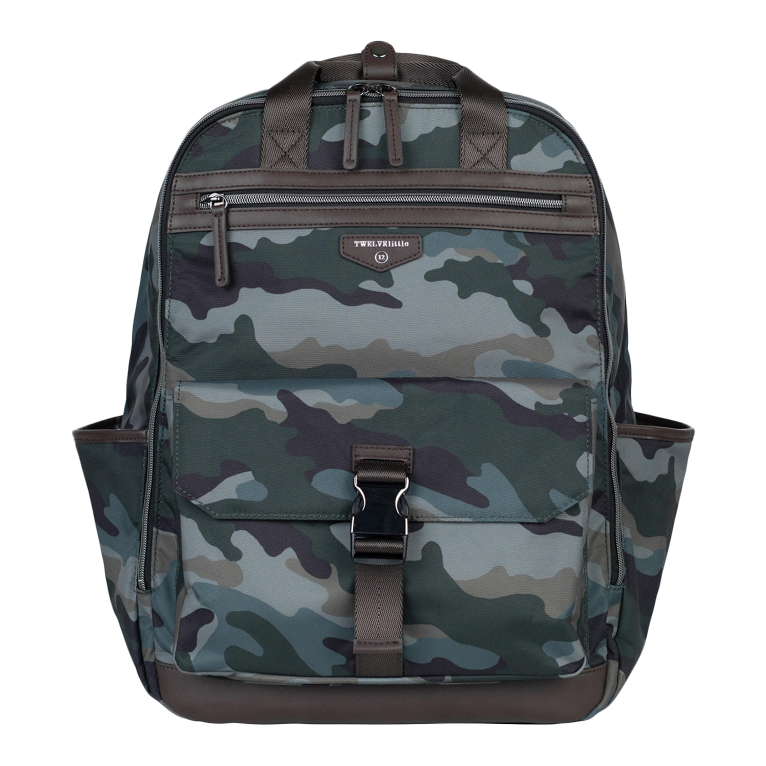 TWELVElittle Unisex Courage Backpack Diaper Bag with Changing Pad, Multiple Insulated Pockets in Camo