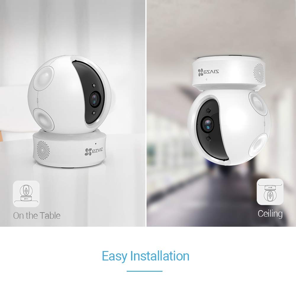 EZVIZ Security Camera 1080P, IP Dome Pan/Tilt Surveillance, Night Vision, Auto Motion Tracking, Pet Baby Monitor, Two Way Audio, Compatible with Alexa and Google(CTQ6C-WH)
