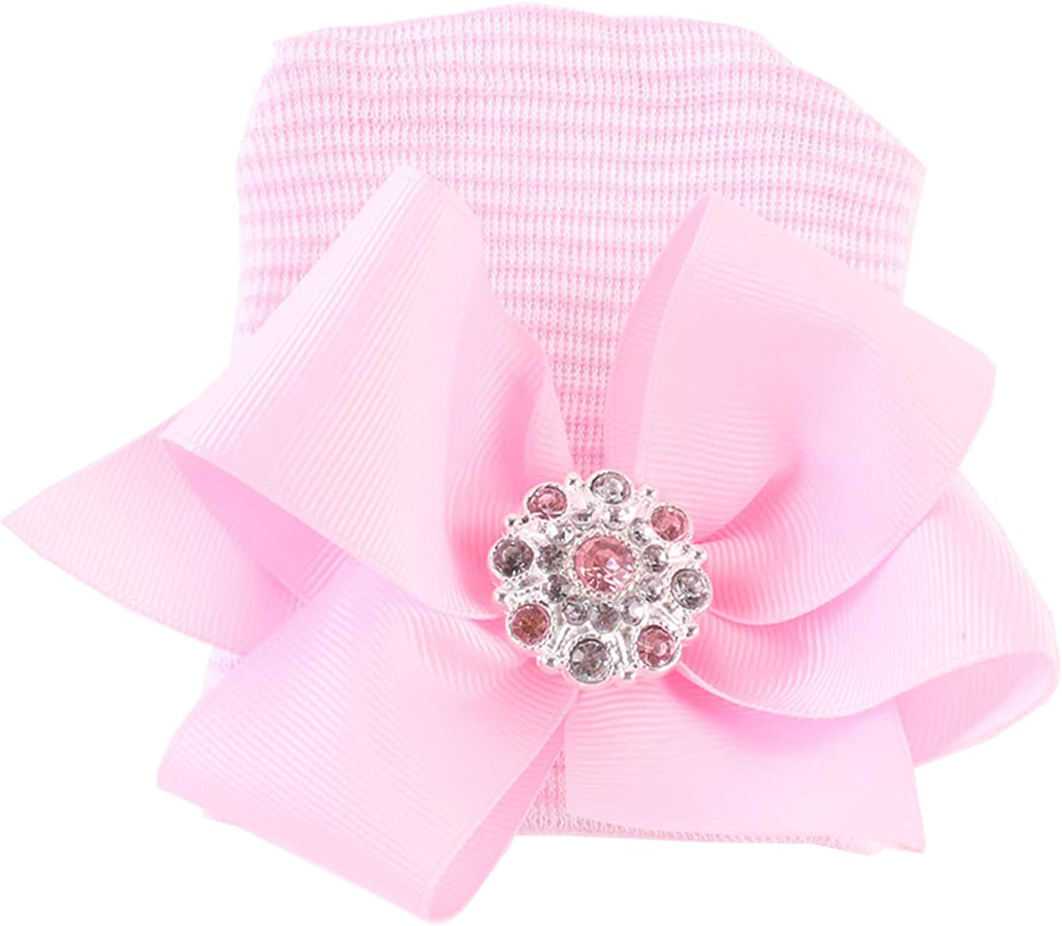 DRESHOW BQUBO Newborn Hospital Hat Infant Baby Hat Cap with Big Bow Soft Cute Knot Nursery Beanie