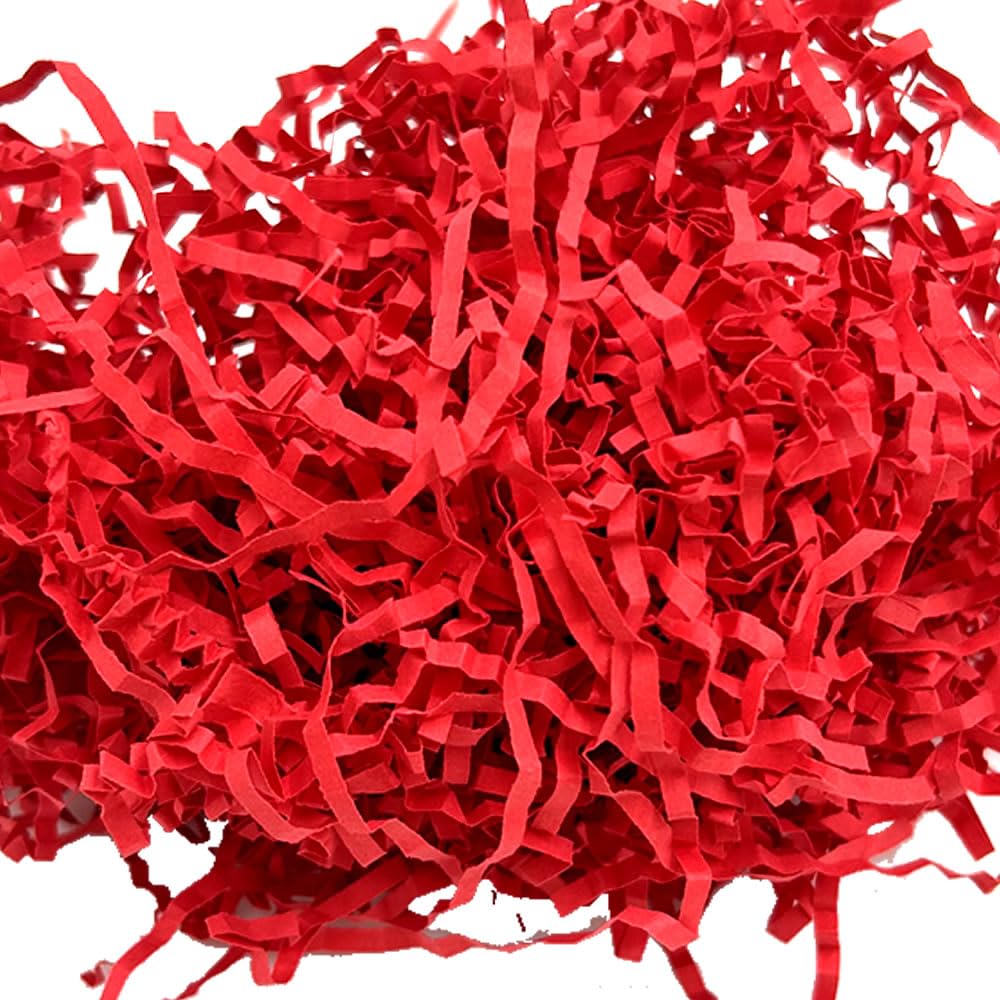 SHENGHE 1LB Crinkle Paper Filler Shredded Basket Shred Package Gift Box Decorative (Red)