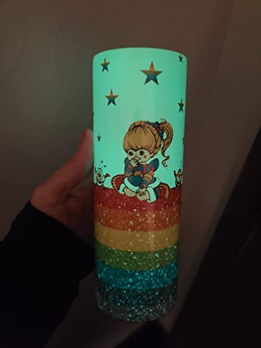 80s Rainbow Girl 20oz color changing/glow in the dark Tumbler with lid and straw