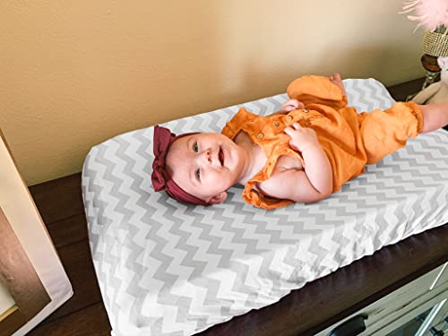 Changing Pad Cover β Premium Baby Changing Pad Covers 4 Pack β Boy or Girl Changing Pad Cover β Pure Jersey Machine Washable Grey and White Changing Table Cover β Diaper Changing Pad Cover Sheets