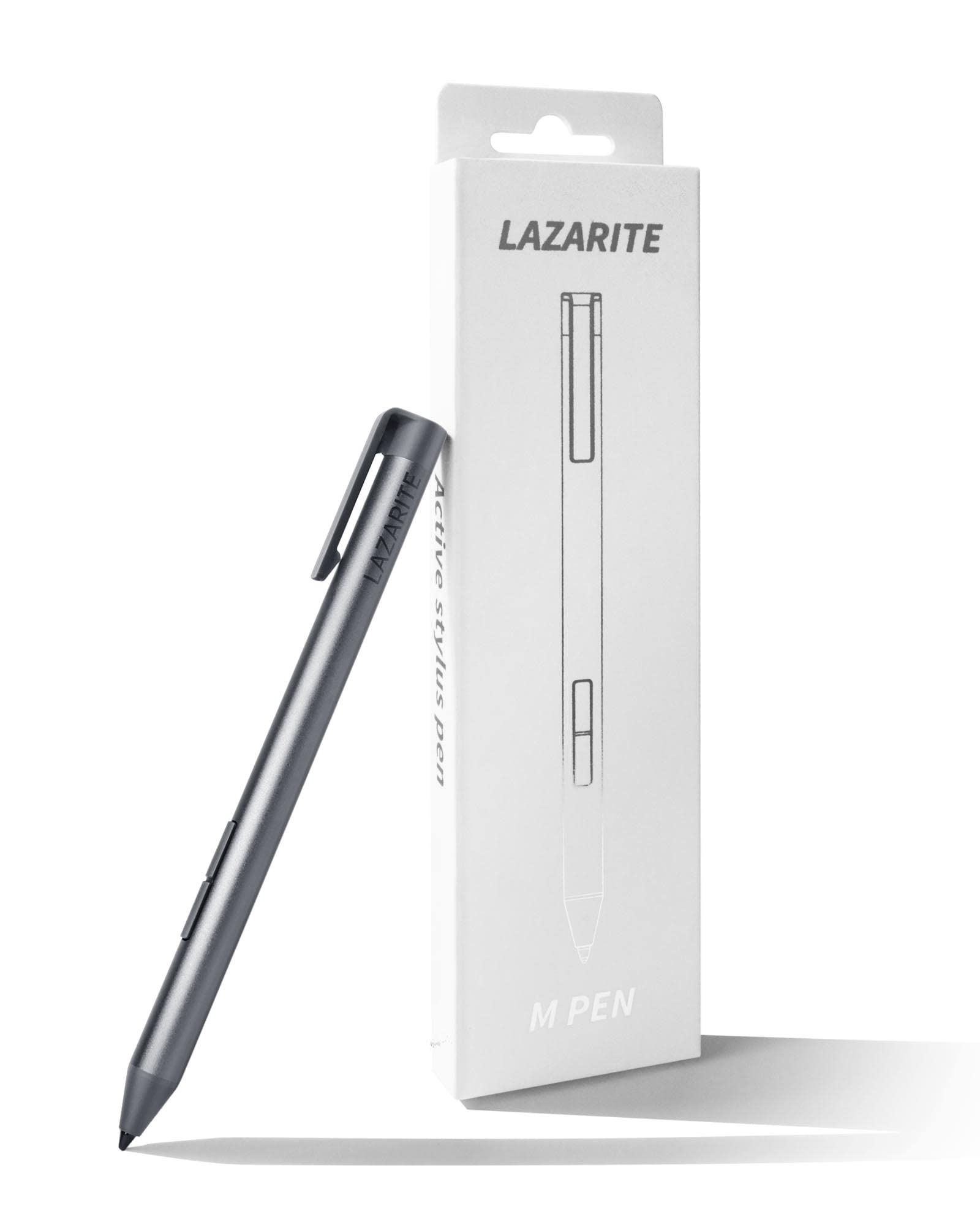 LAZARITE M Pen Grey, Active Stylus for Microsoft Surface, Lenovo Yoga 7i/9i, Flex 5, Hp Envy x360/Pavilion x360/Spectre x360, Stylus Pen with 4096 Pressure Sensitivity, Palm Rejection, Tilt Support
